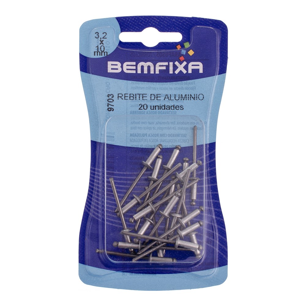 REBITE DE ALUMINIO 3.2X10 C/20PCS - BEMFIXA | Parceirão Atacadista